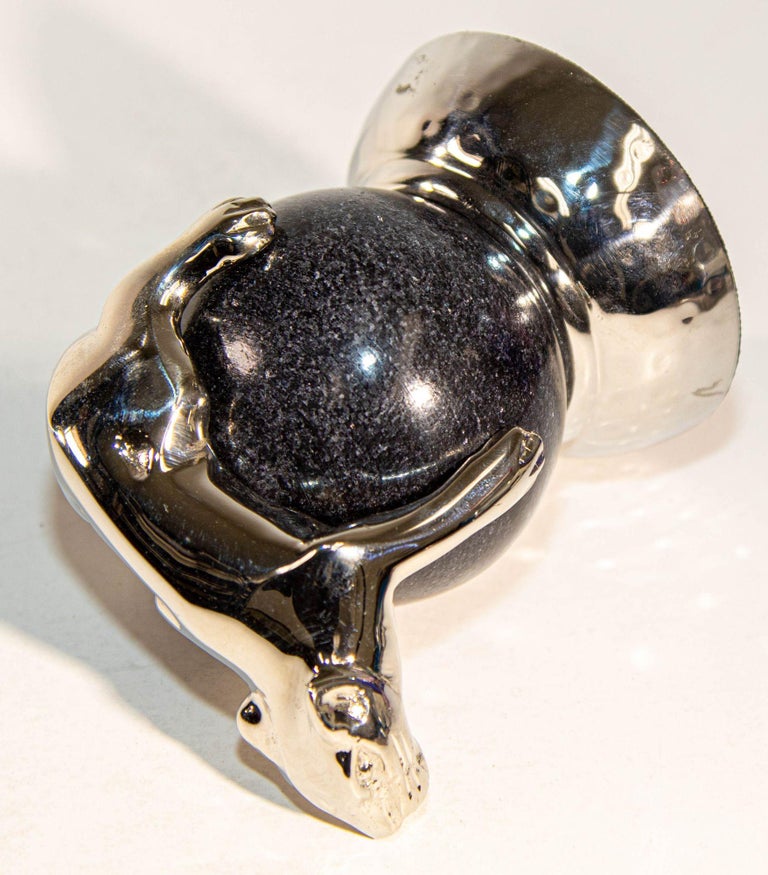 Silver Panther Paperweight on a Black Marble Ball by Mary Jurek Design ...