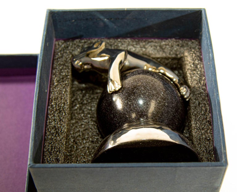 Silver Panther Paperweight on a Black Marble Ball by Mary Jurek Design ...