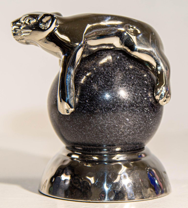 Silver Panther Paperweight on a Black Marble Ball by Mary Jurek Design ...