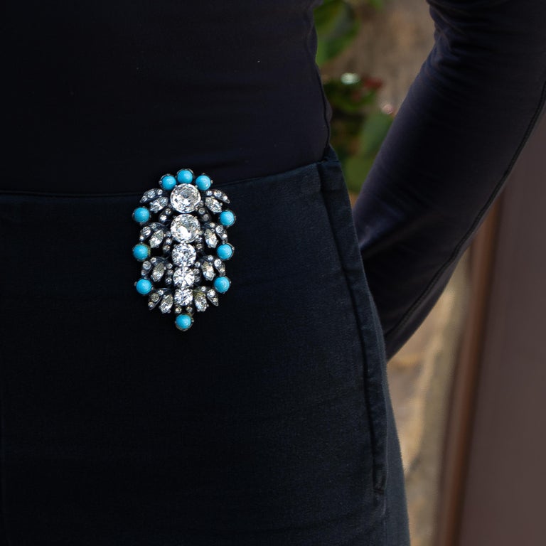 Silver Paste Glass ca 1900 Brooch For Sale at 1stDibs