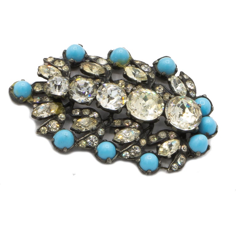 Silver Paste Glass ca 1900 Brooch For Sale at 1stDibs