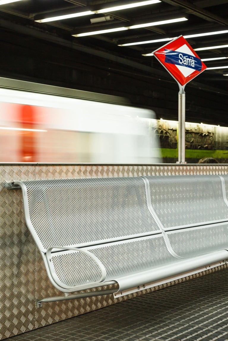 Silver Perforano Bench 90's Outdoor Seating Handmade in Spain For Sale ...