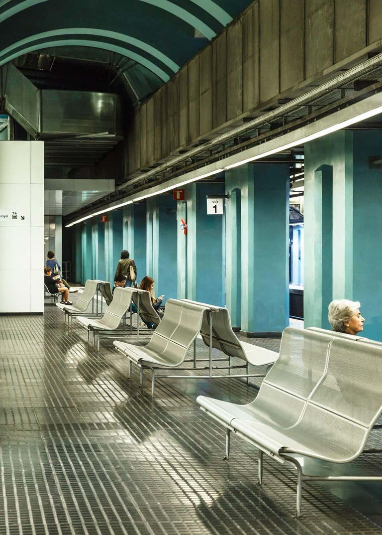 Silver Perforano Bench 90's Outdoor Seating Handmade in Spain For Sale at 1stDibs