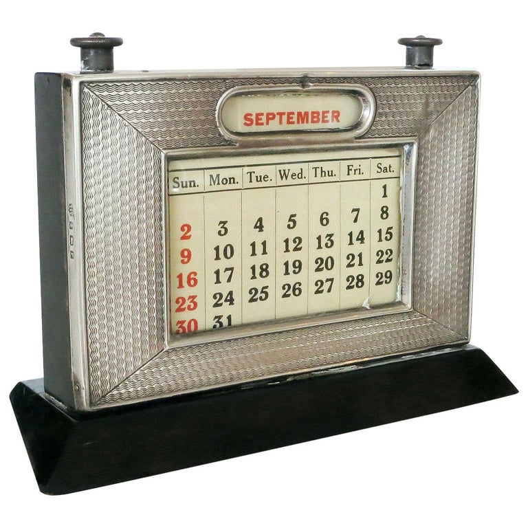 Silver Perpetual Desktop Calendar by W.J. Myatt and Co, circa 1925 For ...