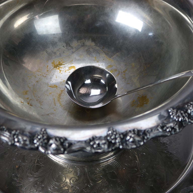 Silver Plate 3-Piece Punch Bowl Set by Sheriden Taunton Silversmith For ...