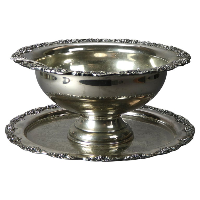 Silver Plate 3-Piece Punch Bowl Set by Sheriden Taunton Silversmith For ...