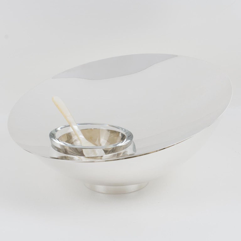 Silver Plate and Crystal Caviar Bowl Dish by Nan Swid for SwidPowell at ...