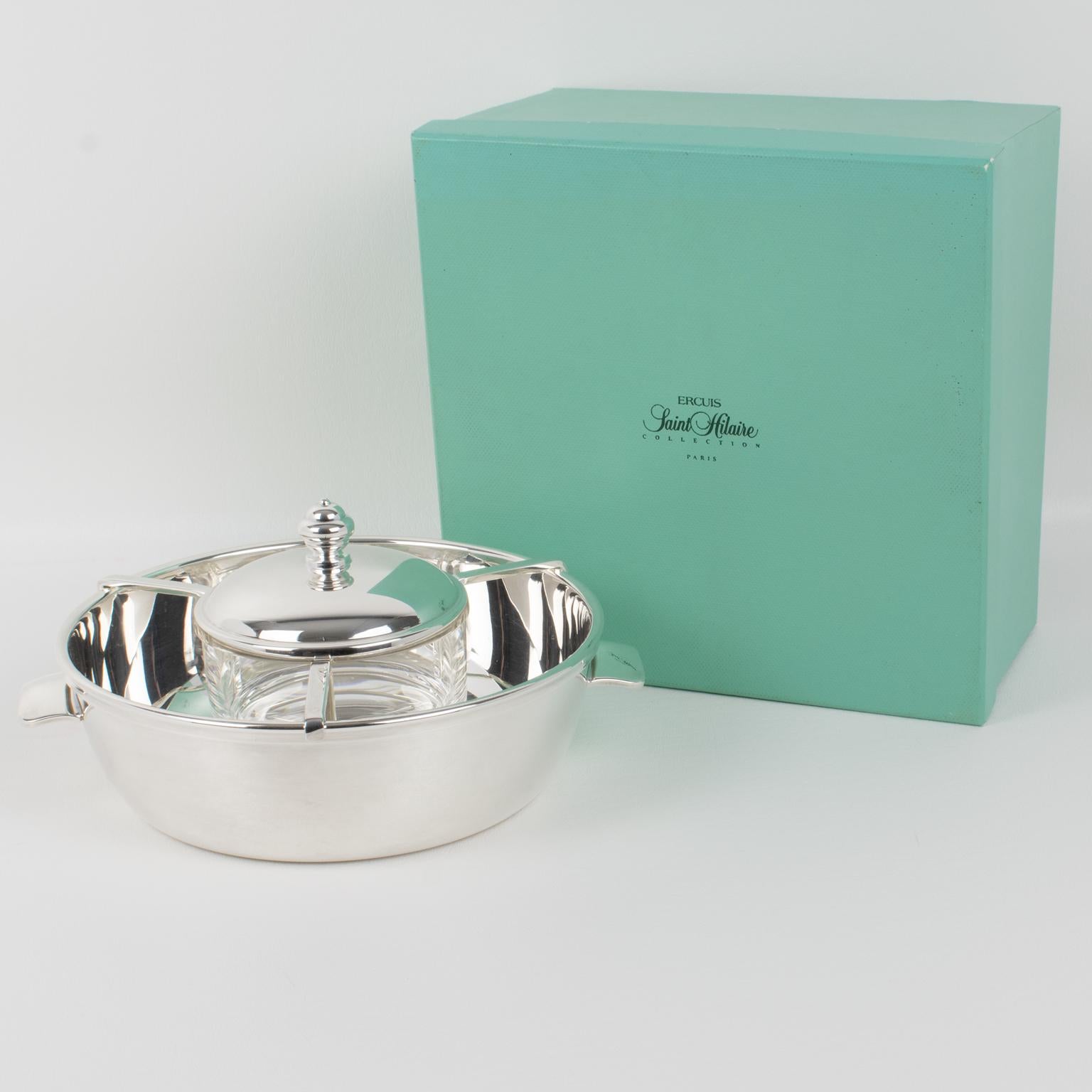 Silver Plate and Crystal Caviar Bowl Dish Server by Ercuis, Paris at ...