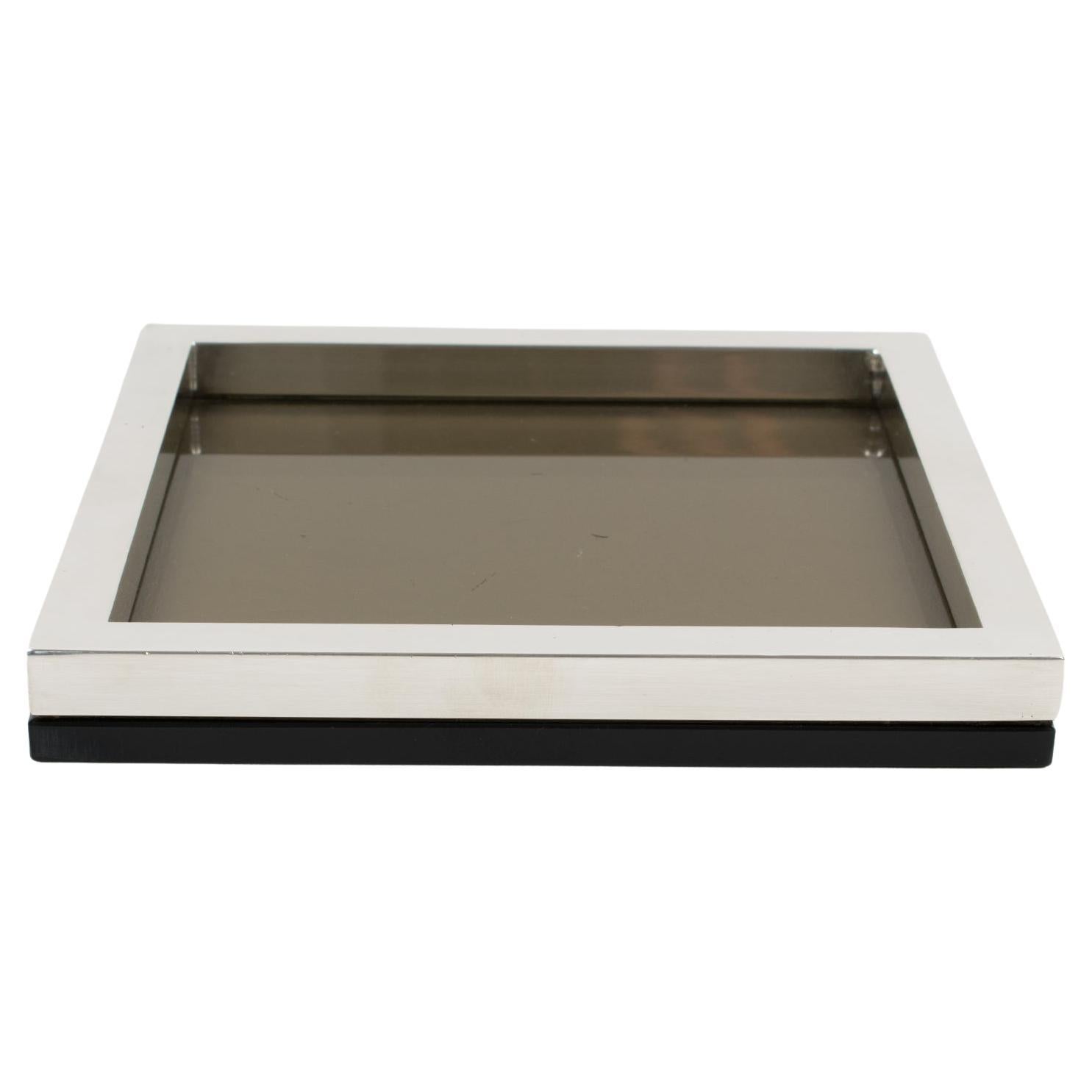 Prata Wolff Silver Plate Platter Tray Centerpiece with Lucite Horn ...