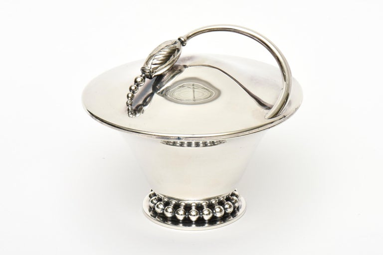 Silver-Plate Beaded Vessel, Bowl And Serving Piece with Flower Pod Lid ...