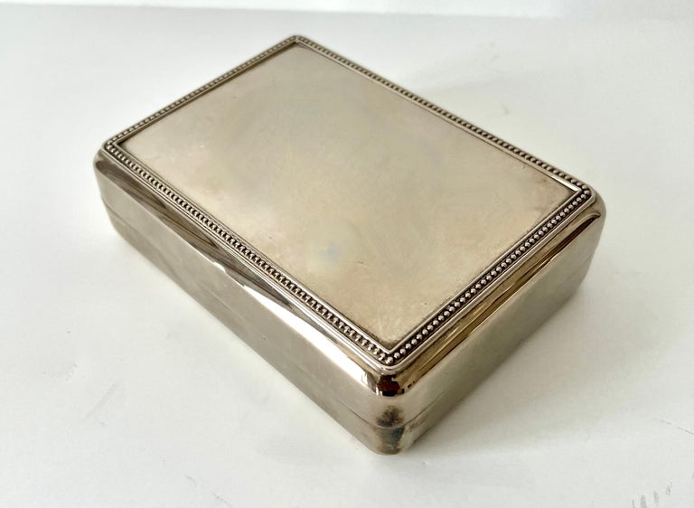 Silver Plate Box with Blue Interior For Sale at 1stDibs