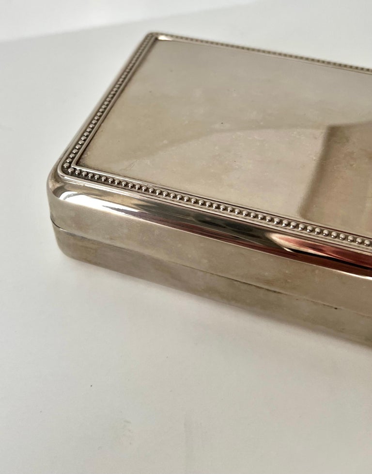 Silver Plate Box with Blue Interior For Sale at 1stDibs