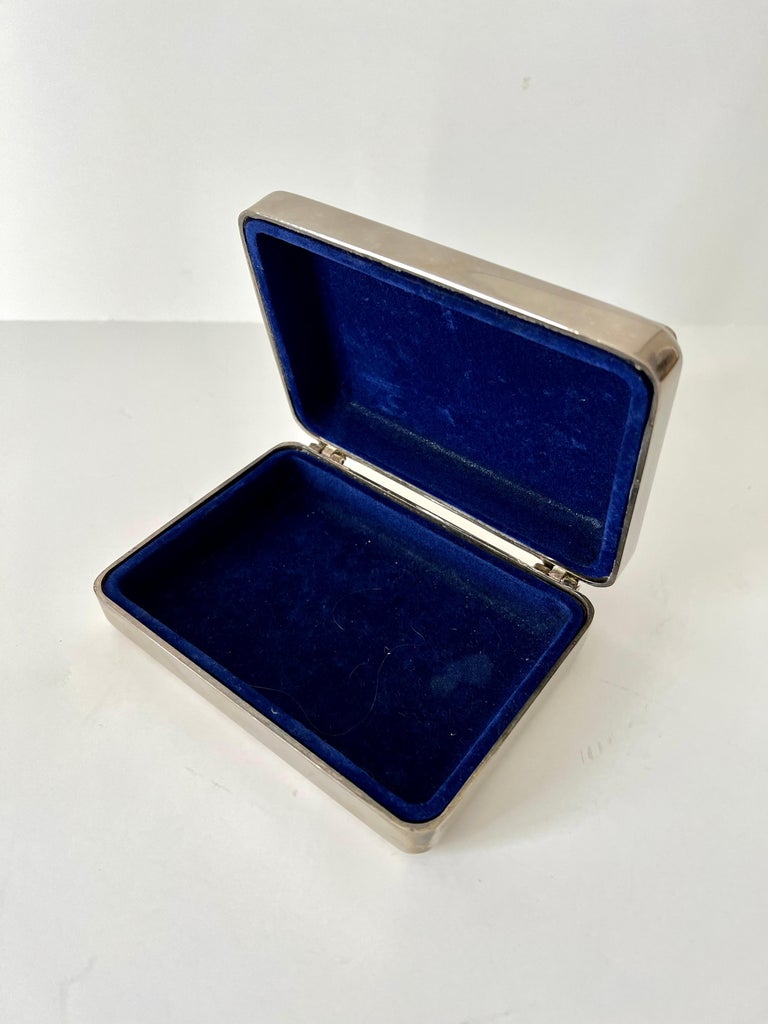 Silver Plate Box with Blue Interior For Sale at 1stDibs