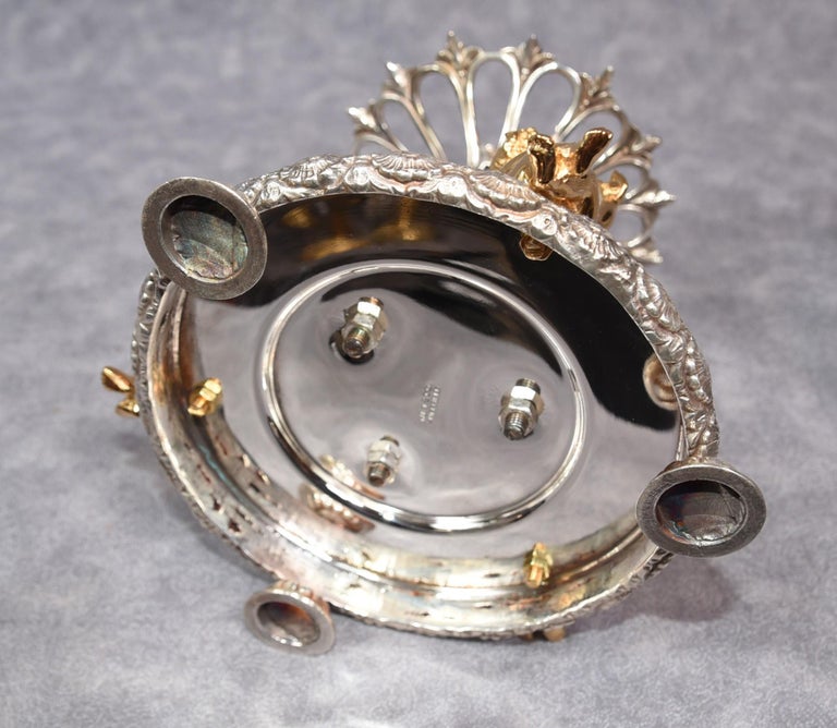 Silver Plate Centrepiece Epergne, Sheffield Glass Tray Cherub Dish For ...