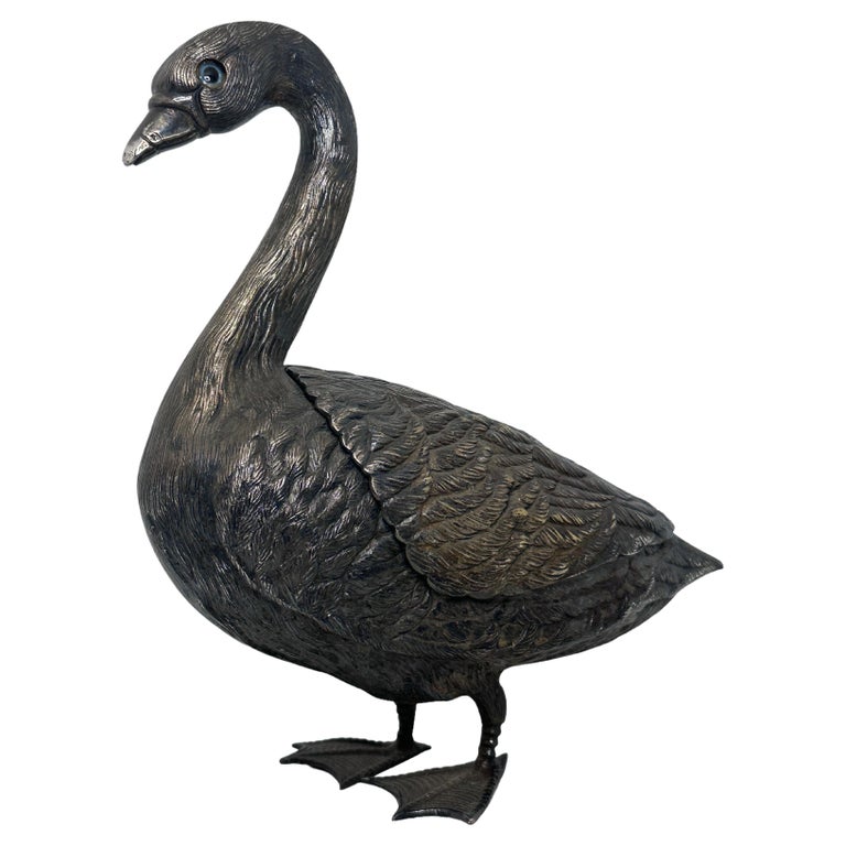 Silver Plate Duck Table Statue Sculpture for Side Dishes Antique ...