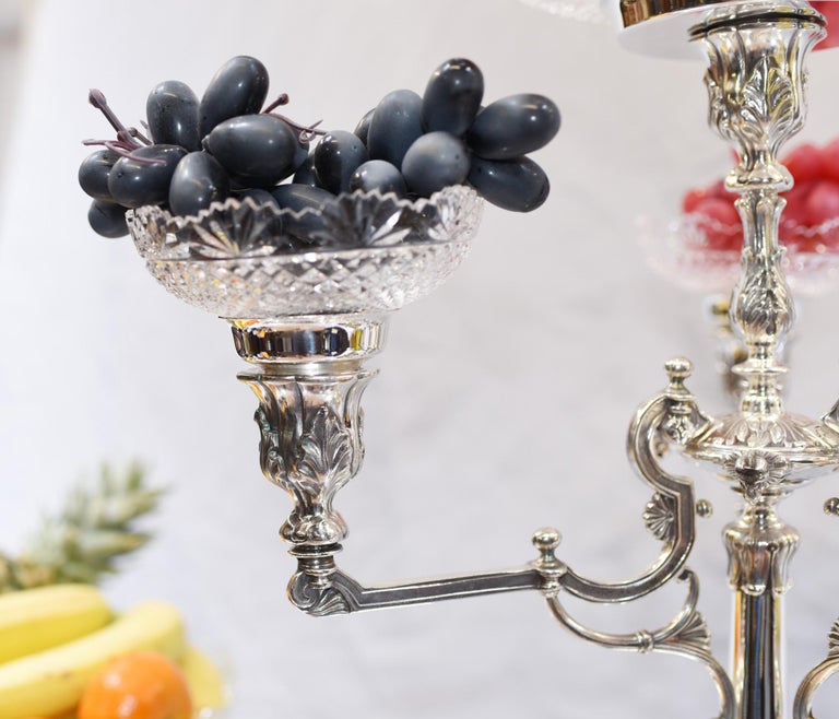 Silver Plate Epergne Centerpiece Dish, Victorian Gilt Swan Bowl For ...