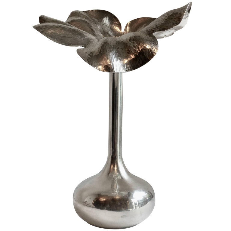 Silver Plate Flower Shaped Vase by Brazilian Artist Marilena Mariotto ...