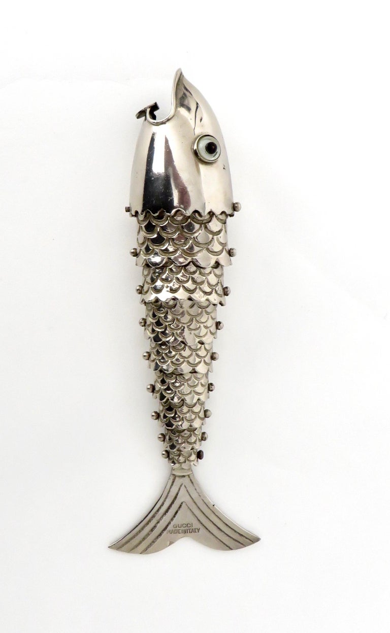 Silver Plate Gucci Made in Italy Bottle Opener in the Form of a Fish at ...