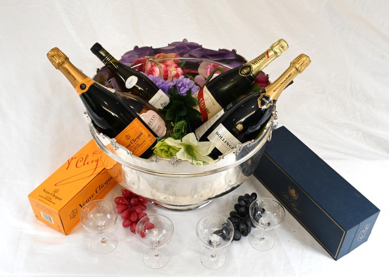 Silver Plate Monteith Champagne Cooler Wine Punch Bowl For Sale at 1stDibs