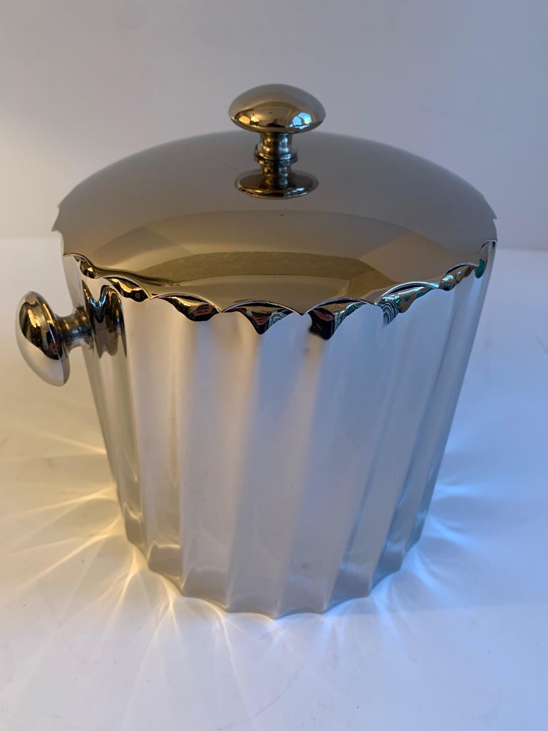 Silver Plate Ribbed Ice Bucket at 1stdibs