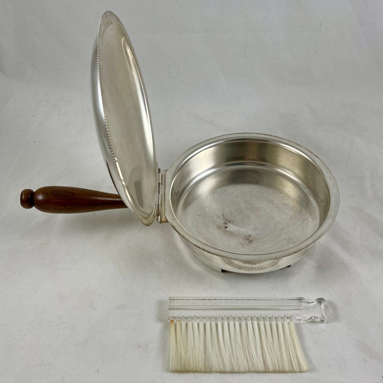 Silver Plate Silent Butler Table Crumber with Hidden Lucite Brush For ...