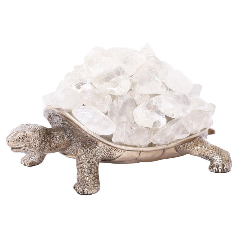 Silver Plate Turtle with Crystal Rocks For Sale at 1stDibs
