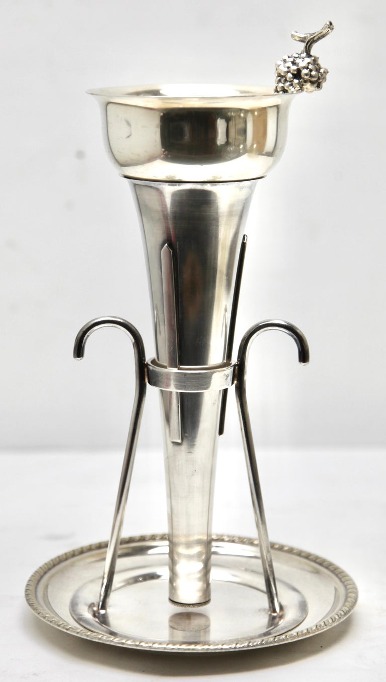 Silver Plate Wine Bar Funnel on Stand Signed For Sale at 1stDibs