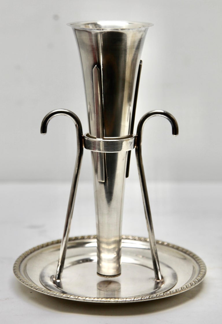 Silver Plate Wine Bar Funnel on Stand Signed For Sale at 1stDibs