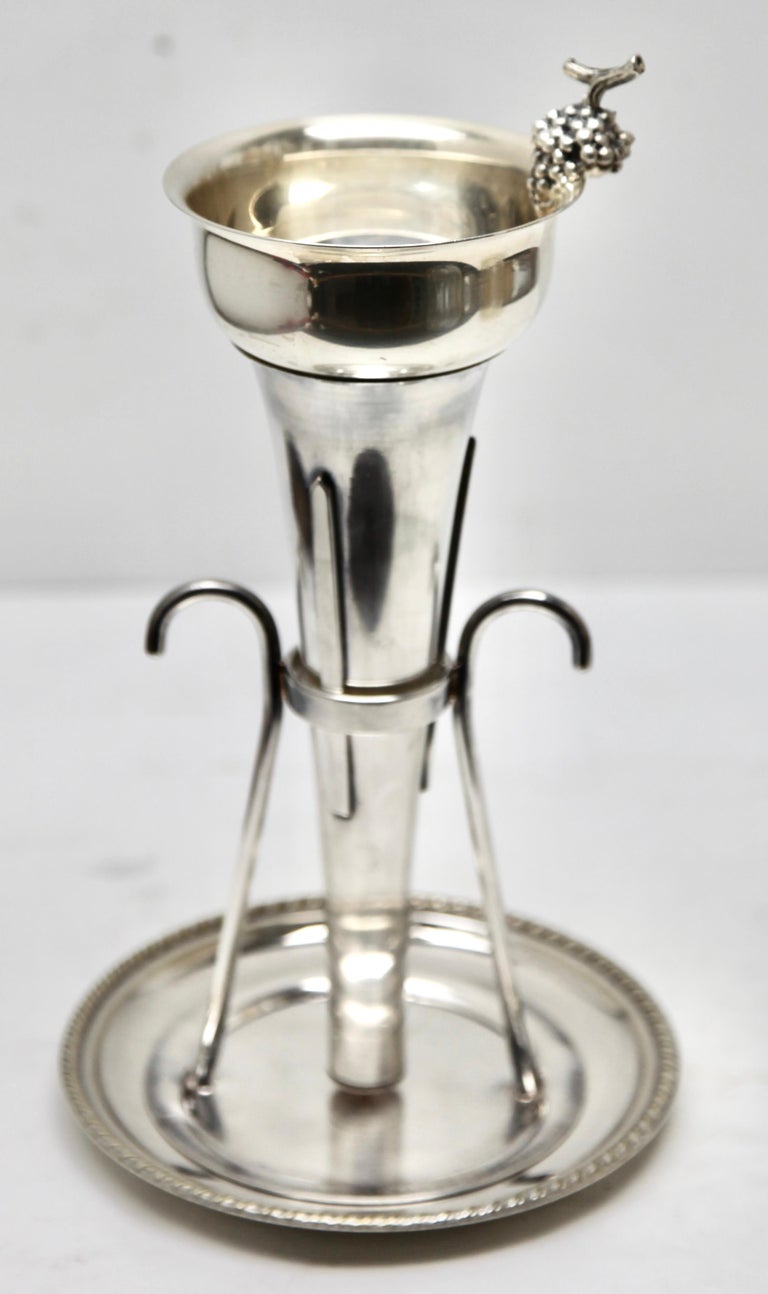 Silver Plate Wine Bar Funnel on Stand Signed For Sale at 1stDibs