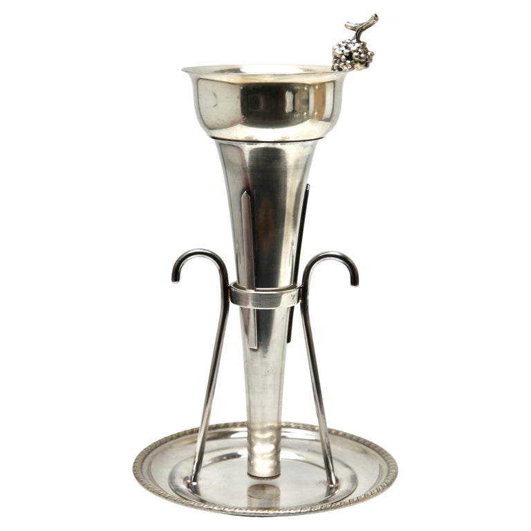 Silver Plate Wine Bar Funnel on Stand Signed For Sale at 1stDibs