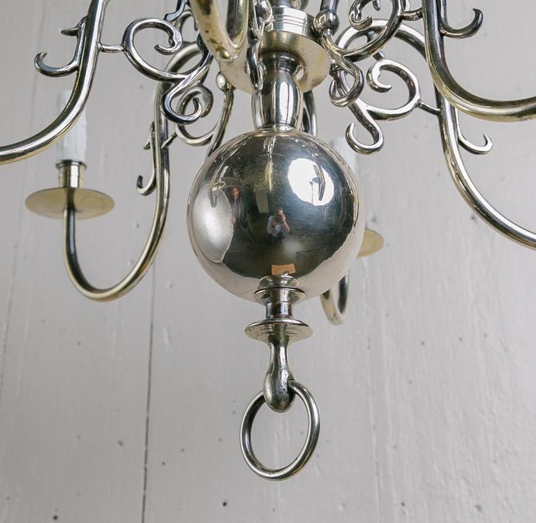 Silver-Plated 6-Arm Chandelier in Simple, Classic Dutch Design For Sale ...