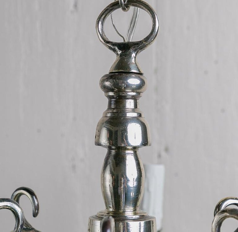 Silver-Plated 6-Arm Chandelier in Simple, Classic Dutch Design For Sale ...