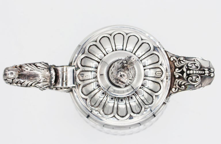 Circa 1890s Silver-Plated and Cut Glass Wine or Water Flagon by Topázio ...