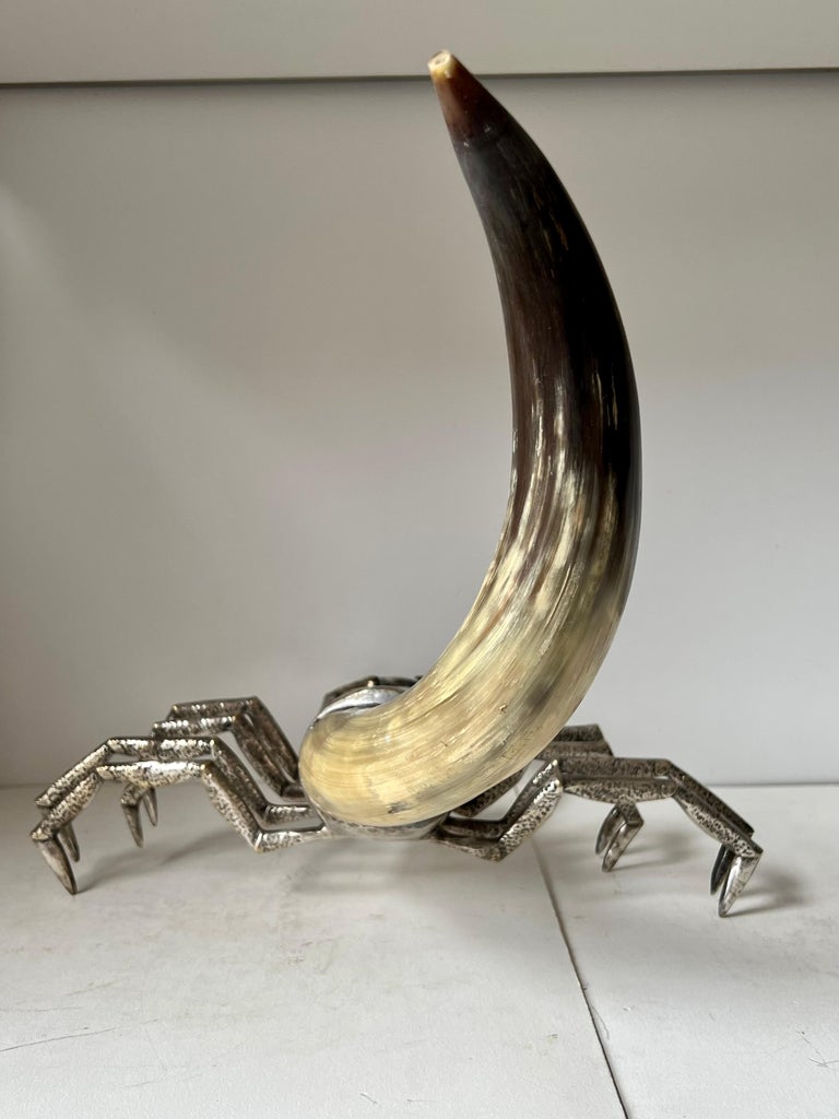 Silver Plated and Horn Scorpion Sculpture For Sale at 1stDibs