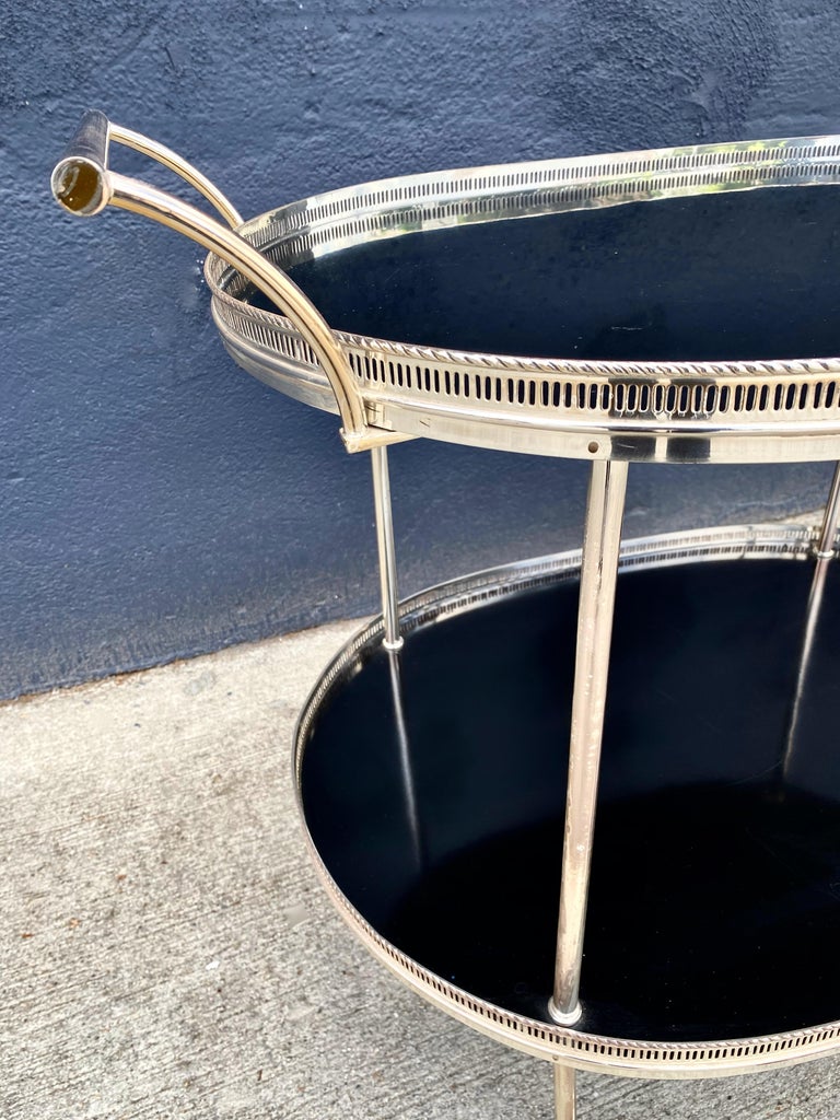 French Silver Plated Bar Cart For Sale at 1stDibs
