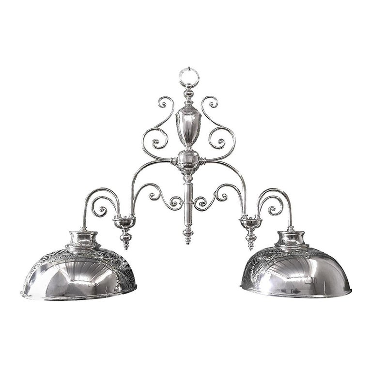 Silver Plated Billiard Light Fixture For Sale at 1stDibs