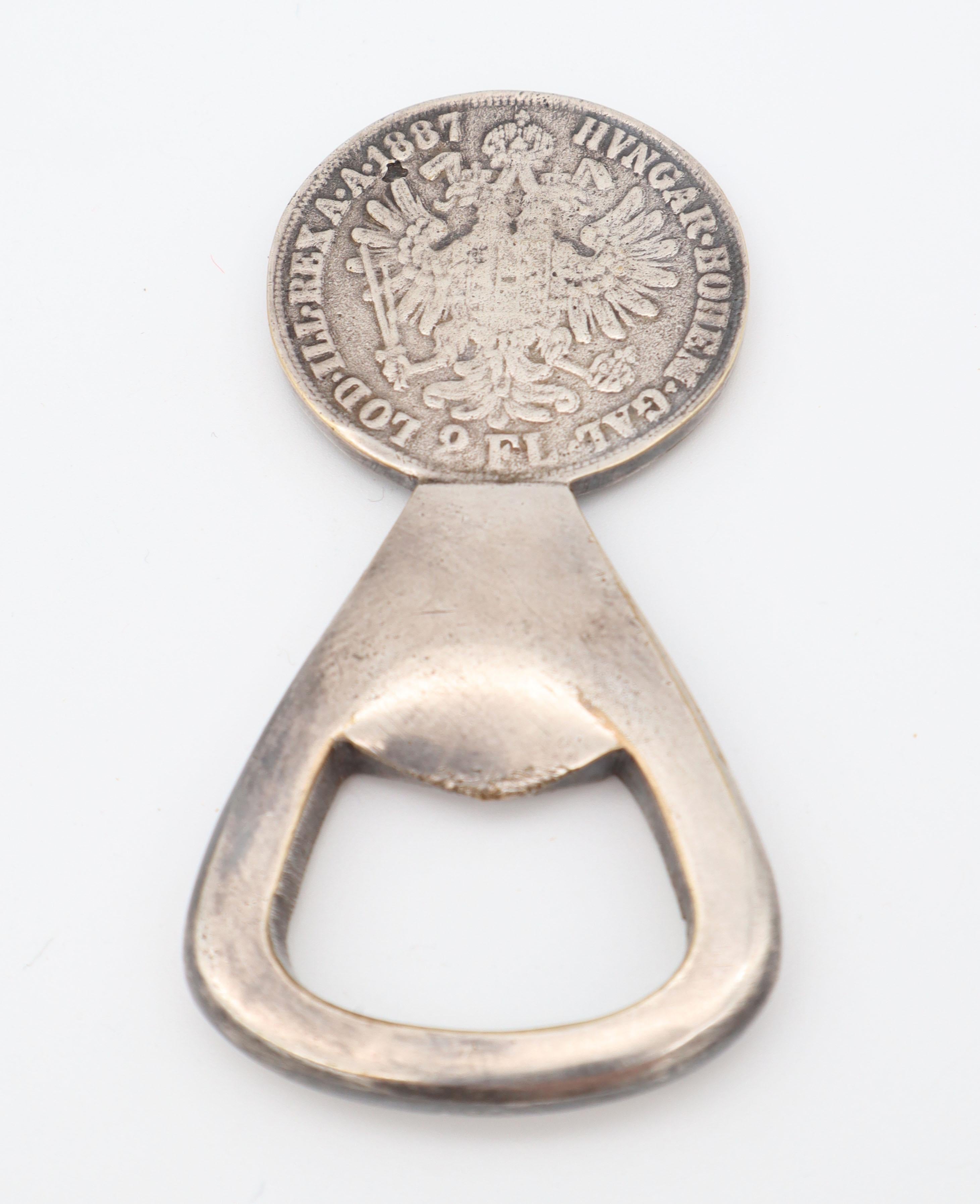 Silver Plated Brass Coin Bottle Opener by Carl Aubock, circa 1950 at ...