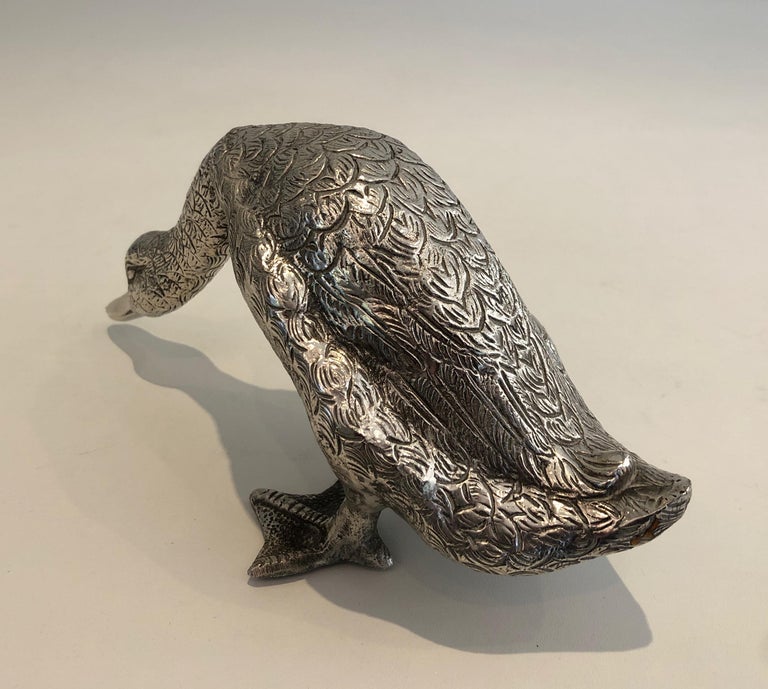 Silver Plated Bronze Duck Sculpture For Sale at 1stDibs