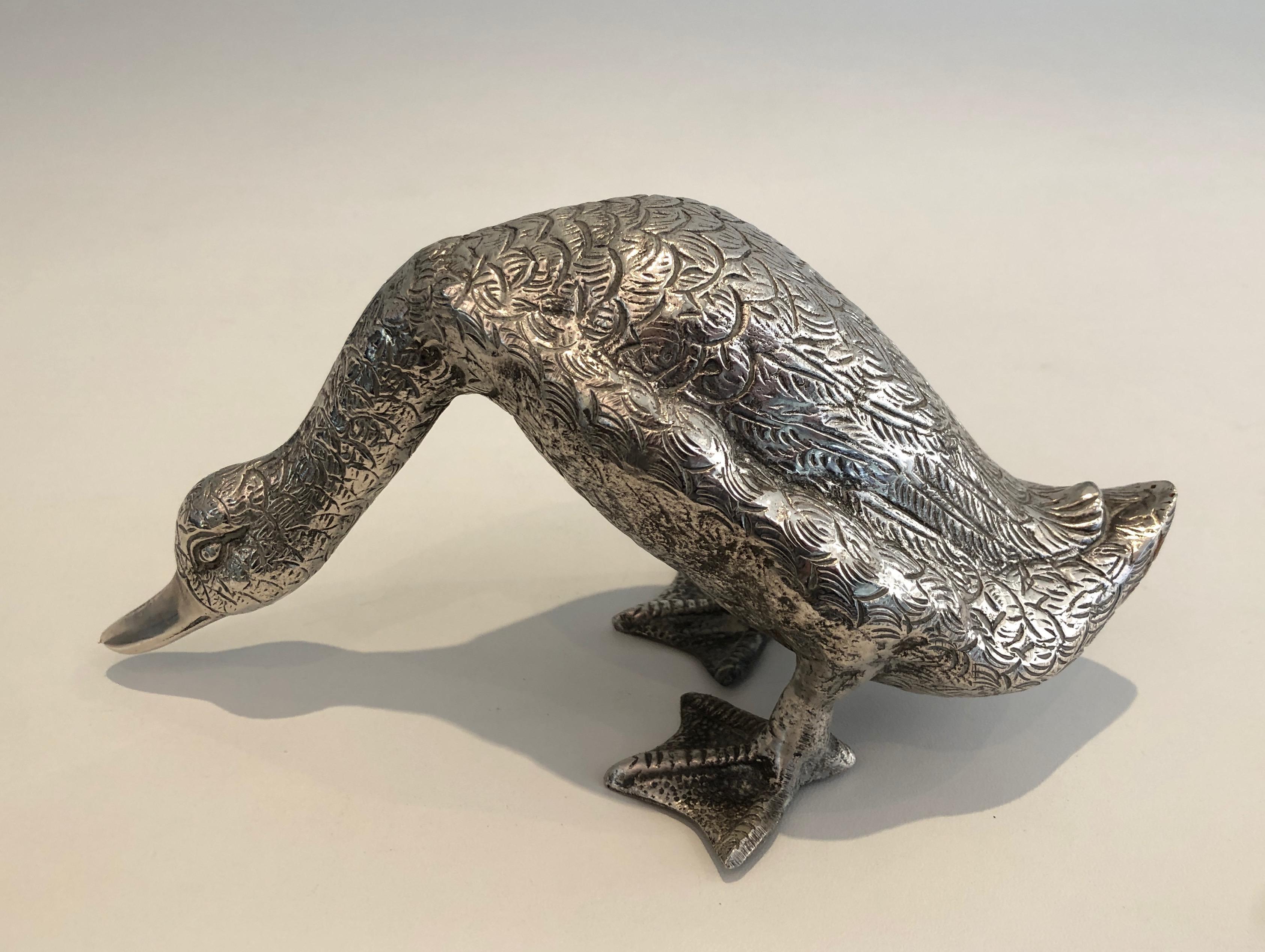 Silver Plated Bronze Duck Sculpture For Sale at 1stDibs