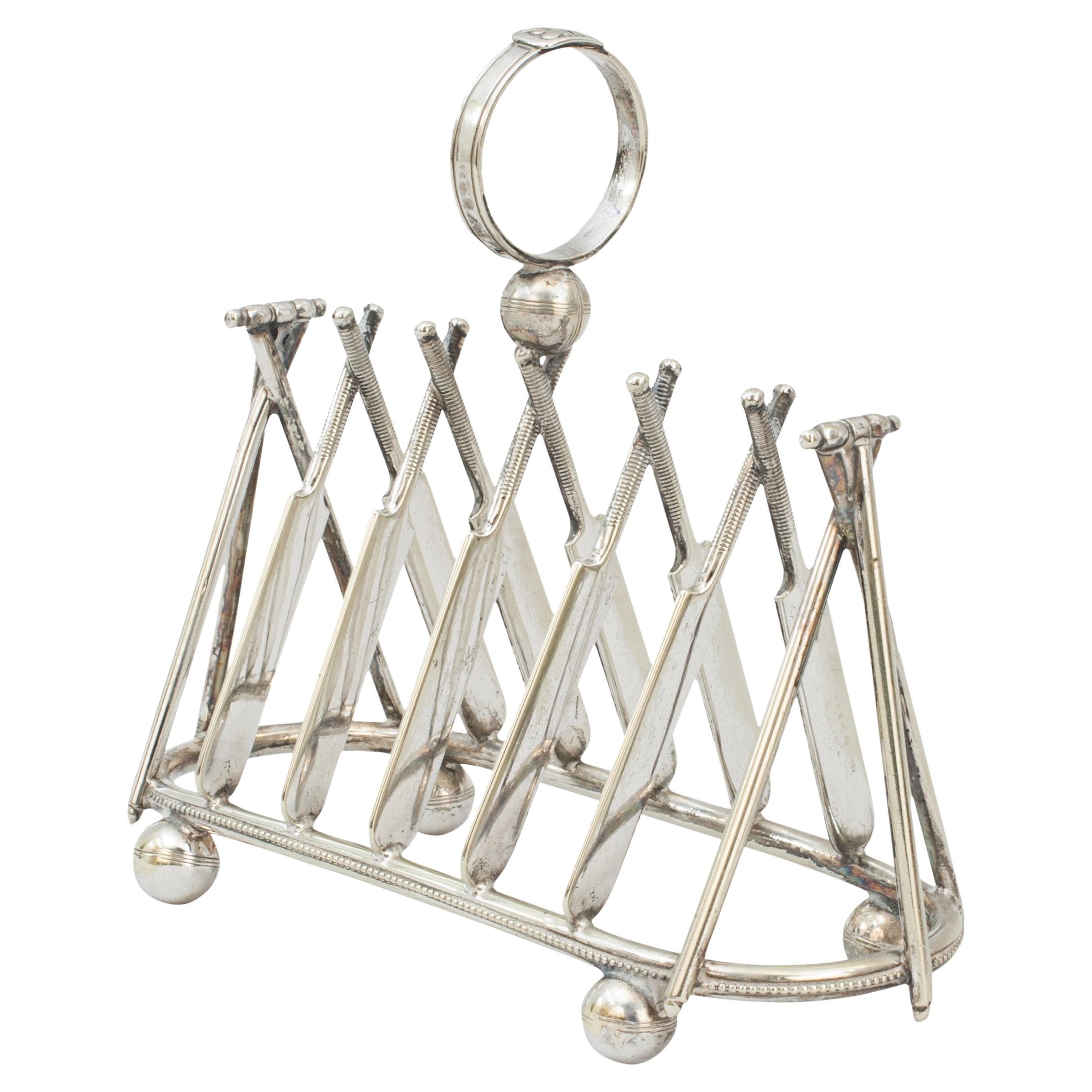 Silver Plated Cricket Toast Rack For Sale at 1stDibs