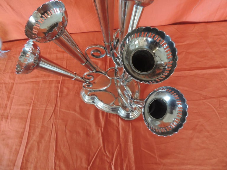 Silver Plated Epergne Seven Trumpets Centerpiece For Sale at 1stDibs