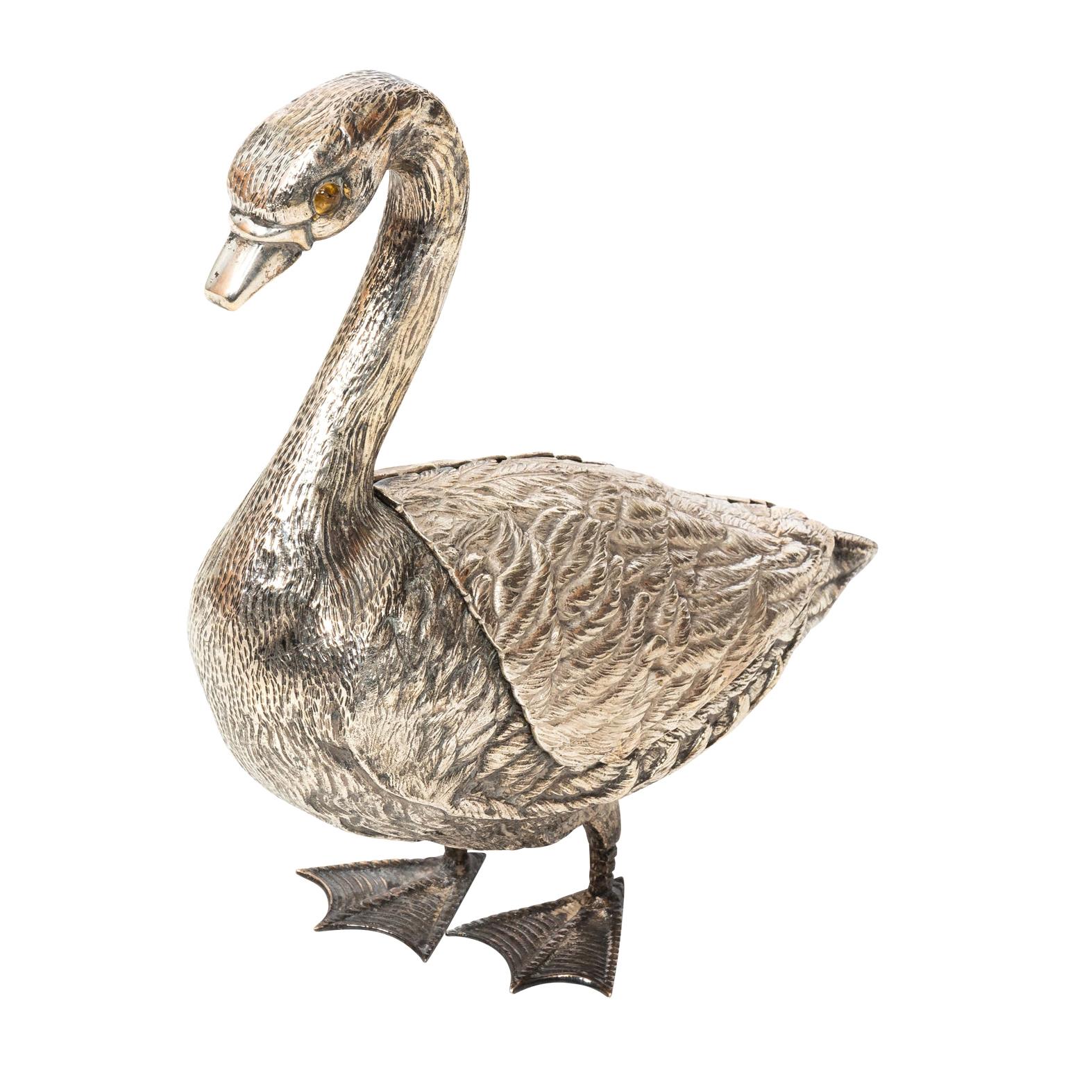 Silver Plated Goose Serving Dish at 1stDibs