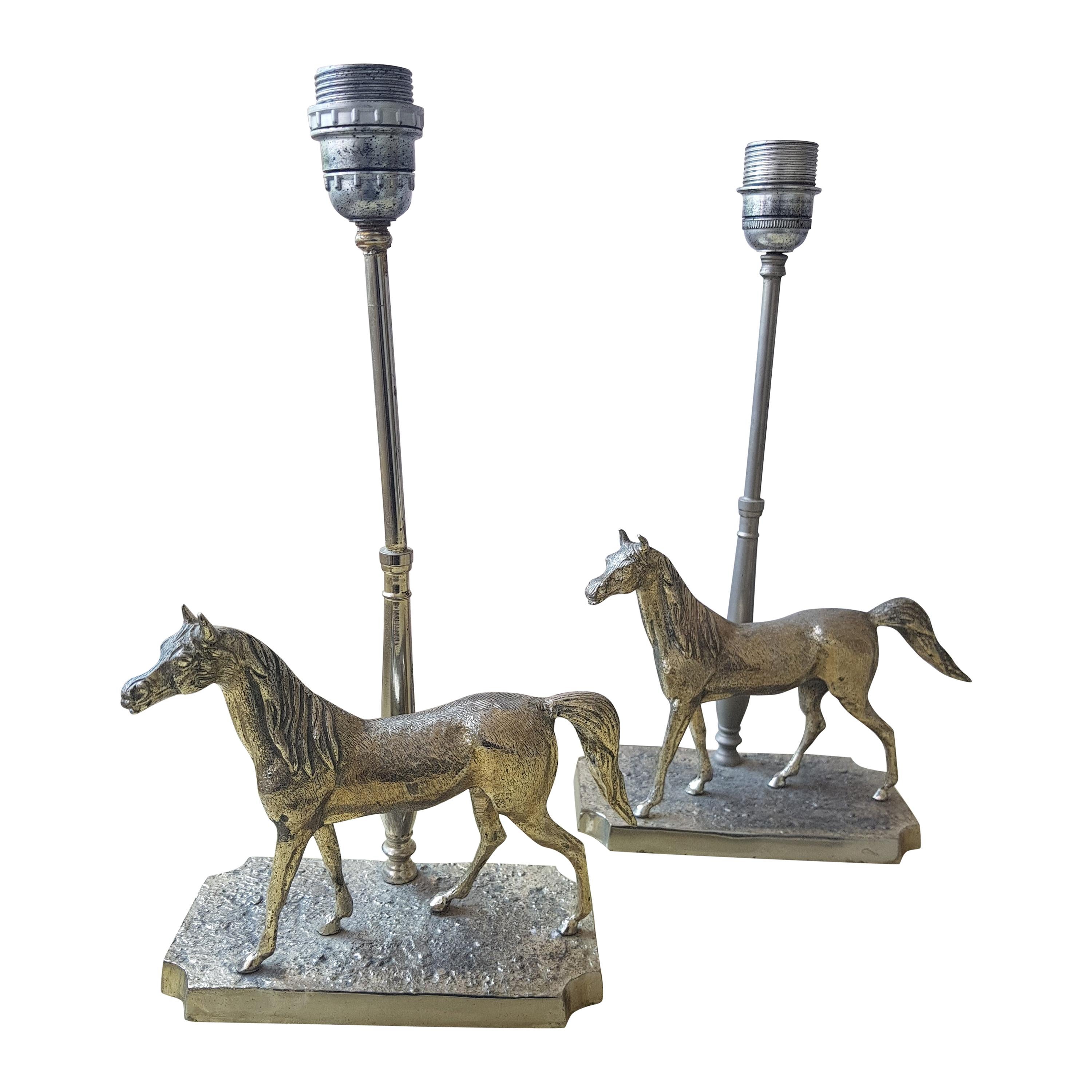 Vintage Silver Plated Horse Table Lamps, 1960-1970 For Sale at 1stDibs