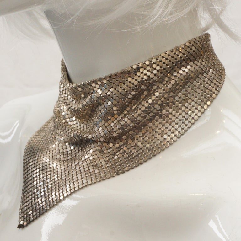 Silver Plated Mesh Chainmail Scarf Necklace circa 1970s at 1stDibs