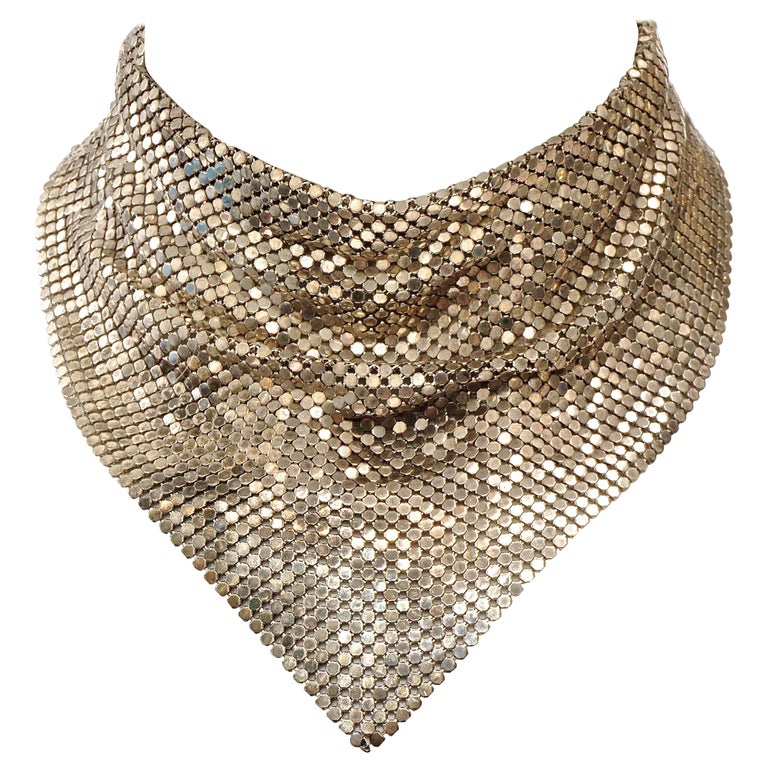 Silver Plated Mesh Chainmail Scarf Necklace circa 1970s at 1stDibs