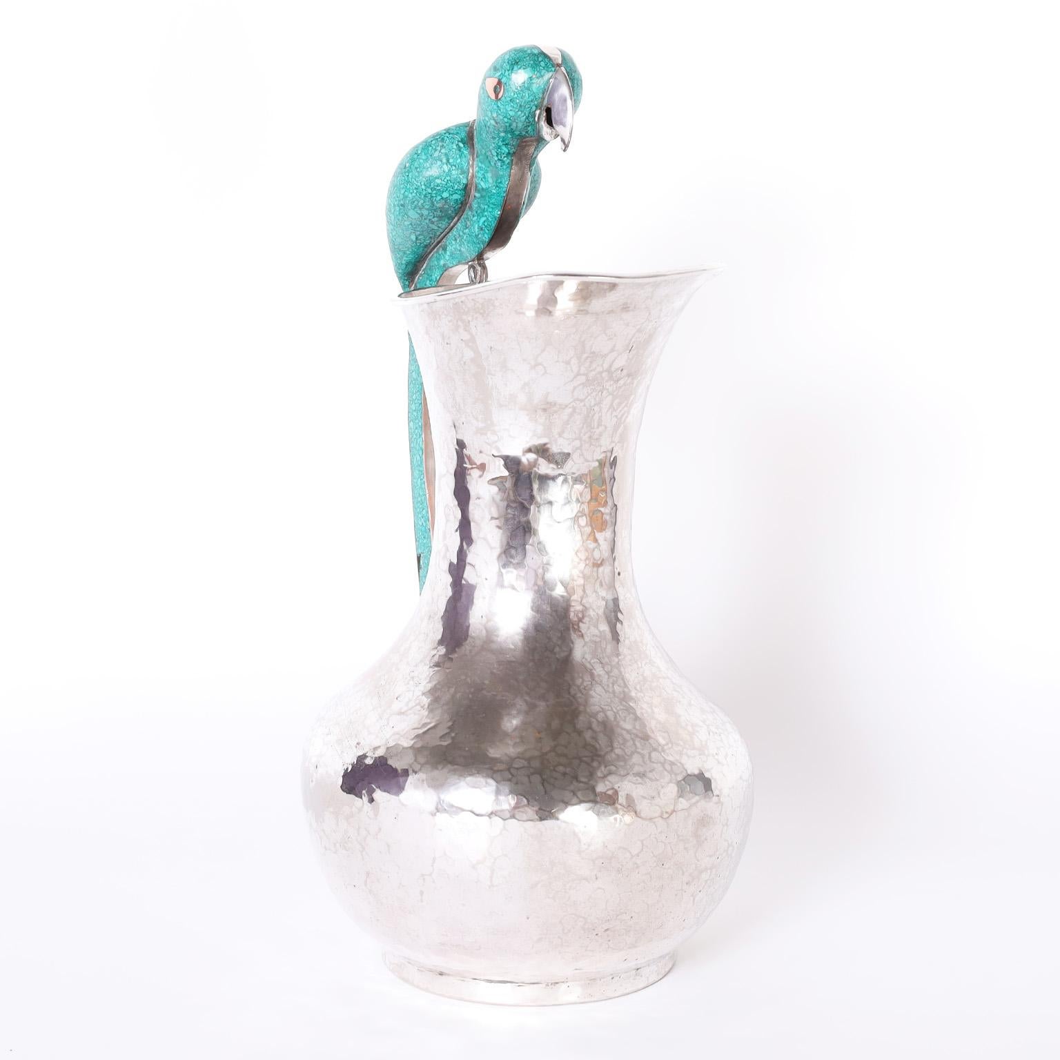 Silver Plated Pitcher with Parrot at 1stDibs