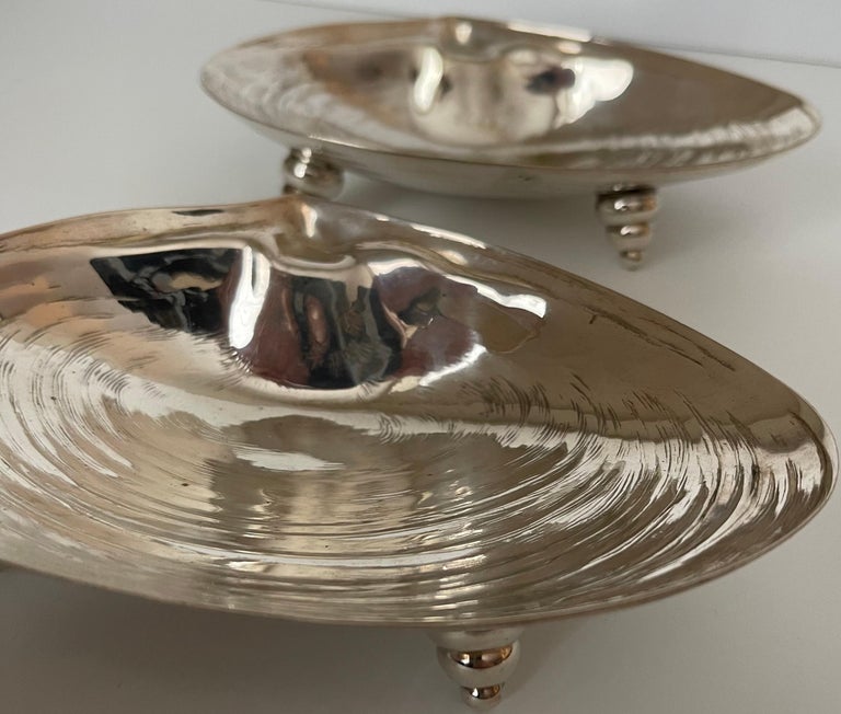 Silver Plated Shell Form Candy Dishes or Ashtrays, Pair For Sale at 1stDibs