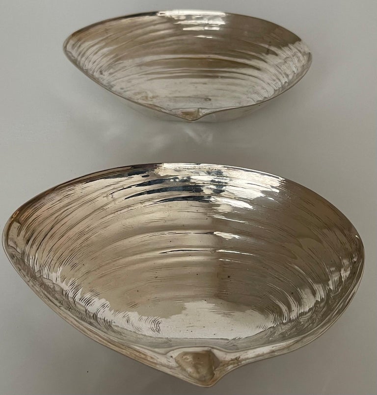 Silver Plated Shell Form Candy Dishes or Ashtrays, Pair For Sale at 1stDibs
