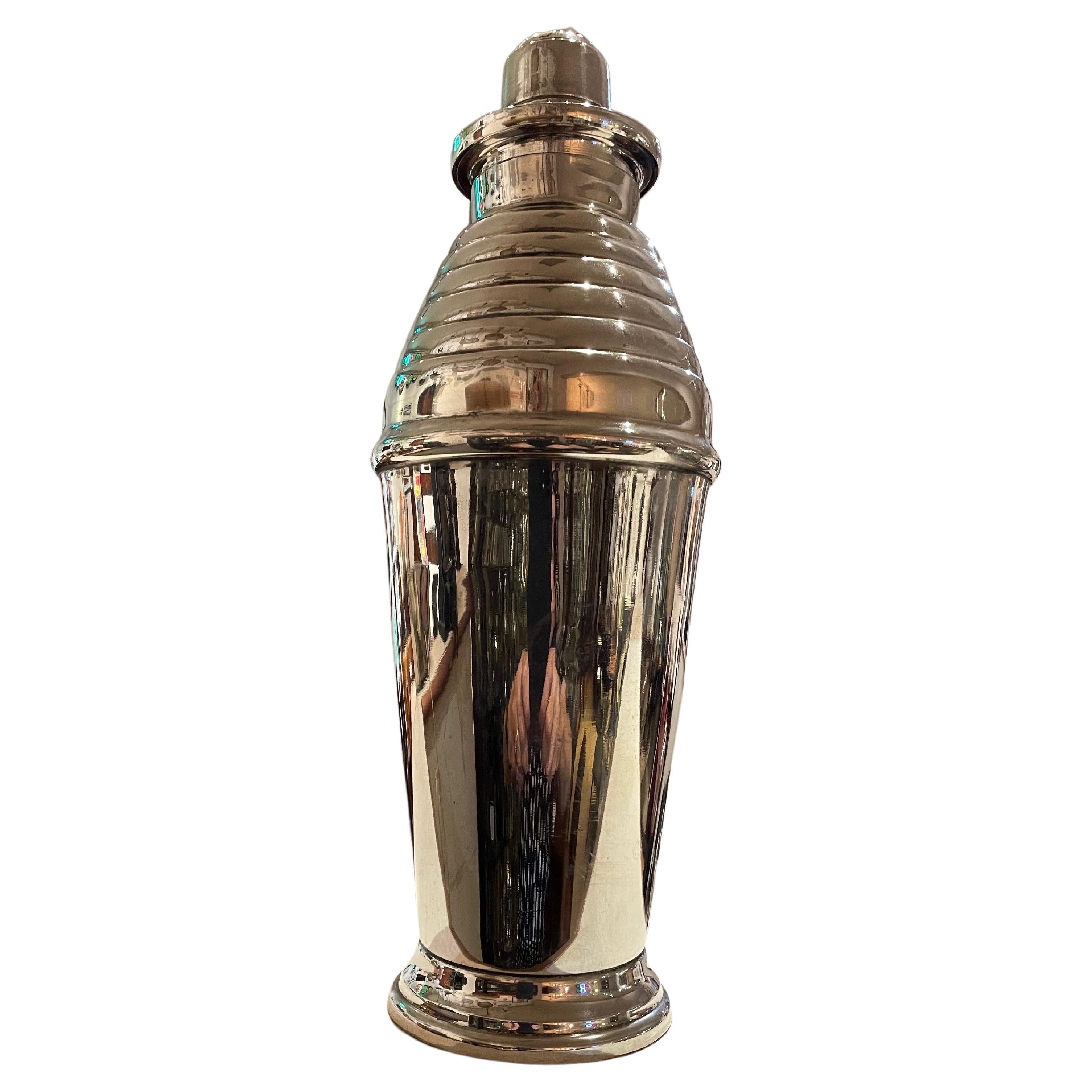 Silver-Plated Stepped Up at Deco Cockatail Shaker For Sale at 1stDibs