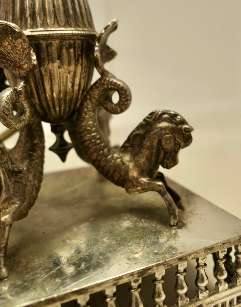 Silver Plated Table Lamp with Mythological Characters For Sale at 1stDibs